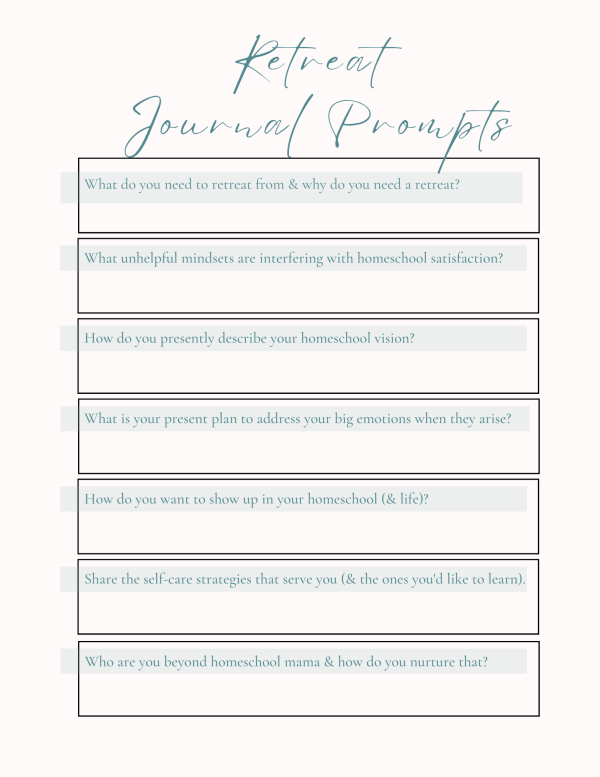 The free Homeschool Mom Retreat Planner to Simplify your Time